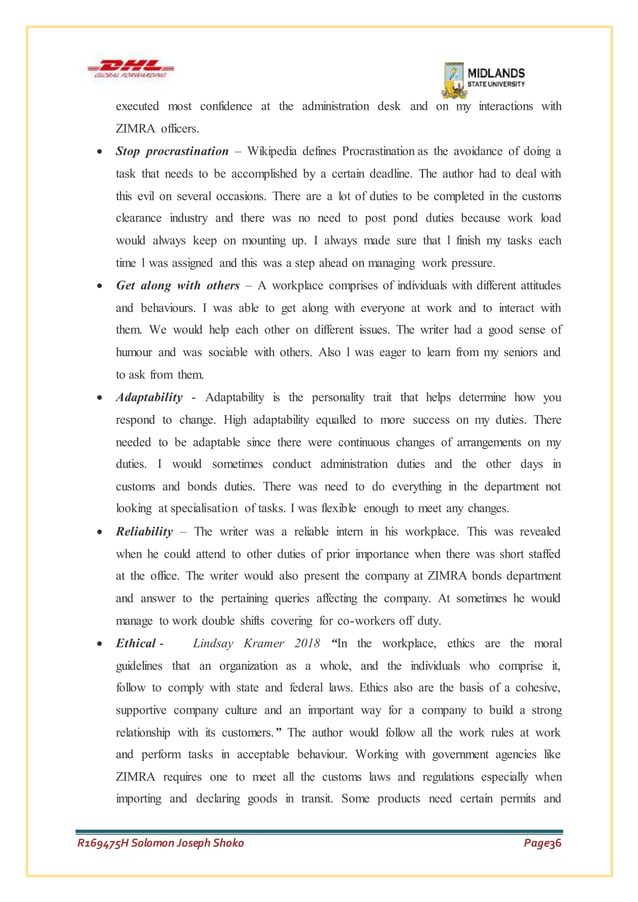 Solomon shoko attachment report | DOCX