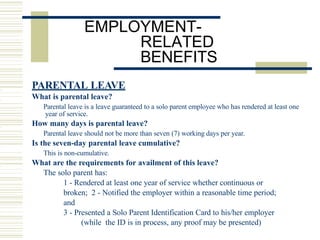 Solo Parent Act of the Philippines or R. A 8972 | PPTX