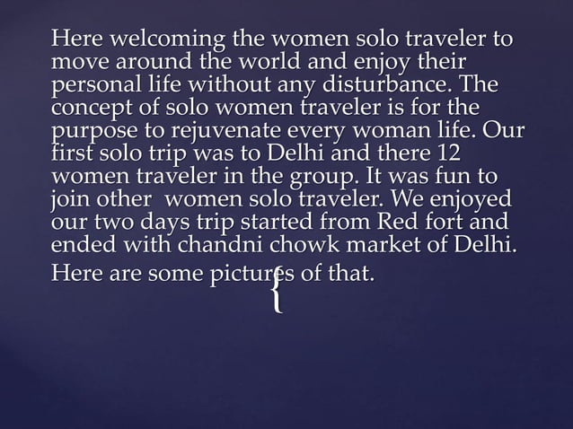 Solo trip for female in india ppt | PPT