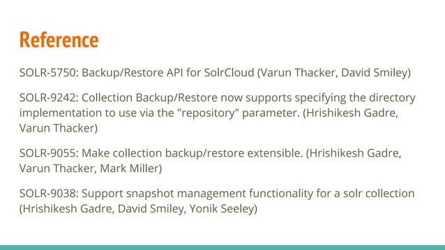 Backup & disaster recovery for Solr | PPT