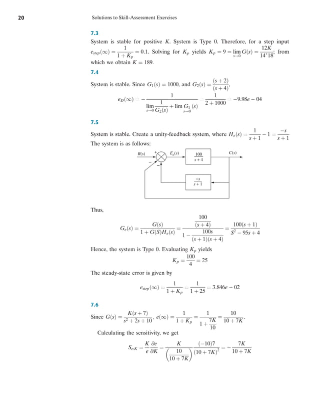 Solution of skill Assessment Control Systems Engineering By Norman S ...