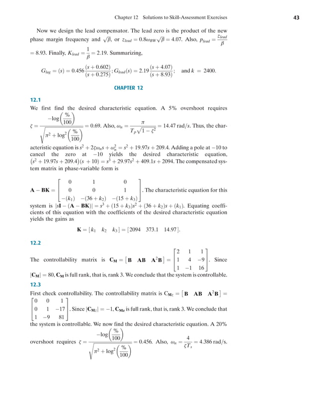 Solution of skill Assessment Control Systems Engineering By Norman S ...