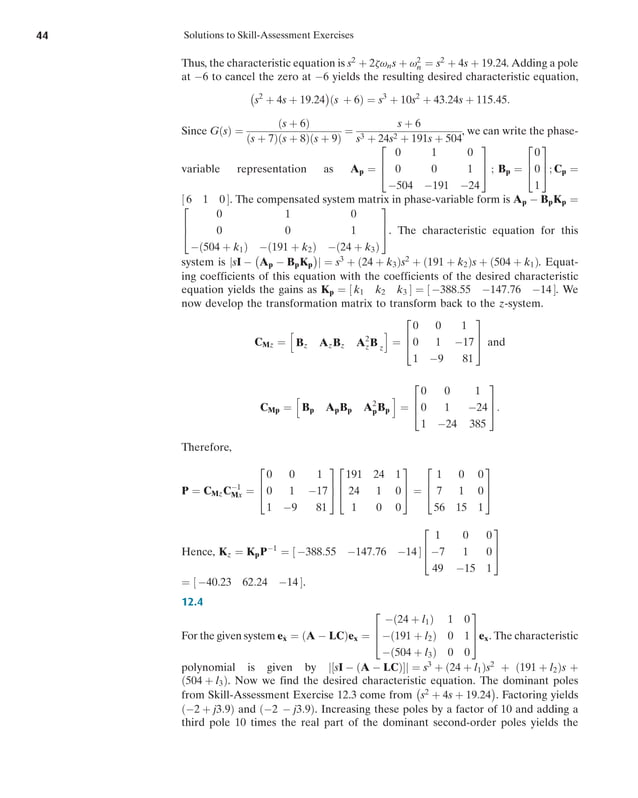 Solution of skill Assessment Control Systems Engineering By Norman S ...