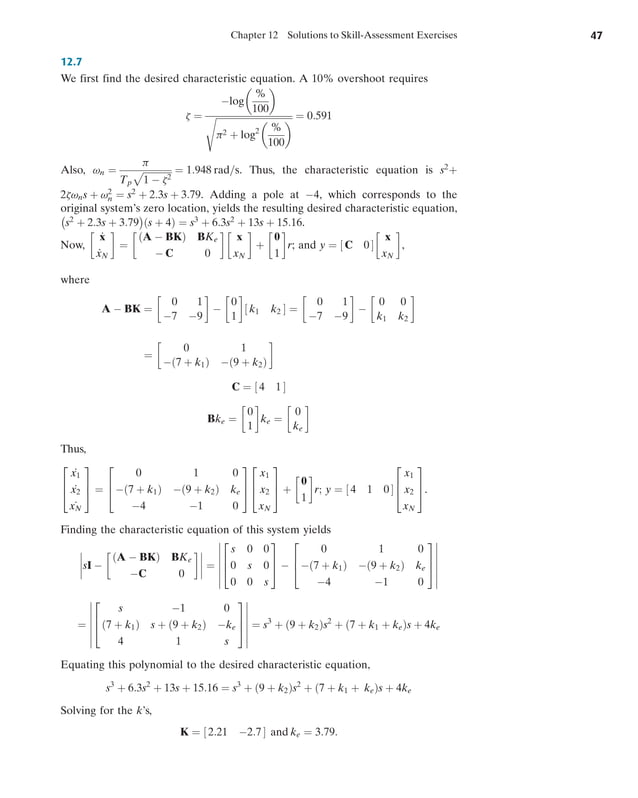 Solution of skill Assessment Control Systems Engineering By Norman S ...