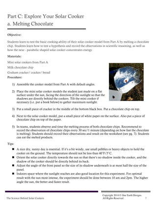 SolSource Lesson Plan: The Science Behind Solar Cookers | PDF