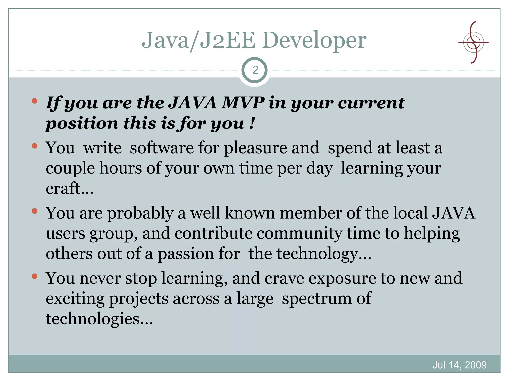 Java J2ee Developer (7140) | PPT