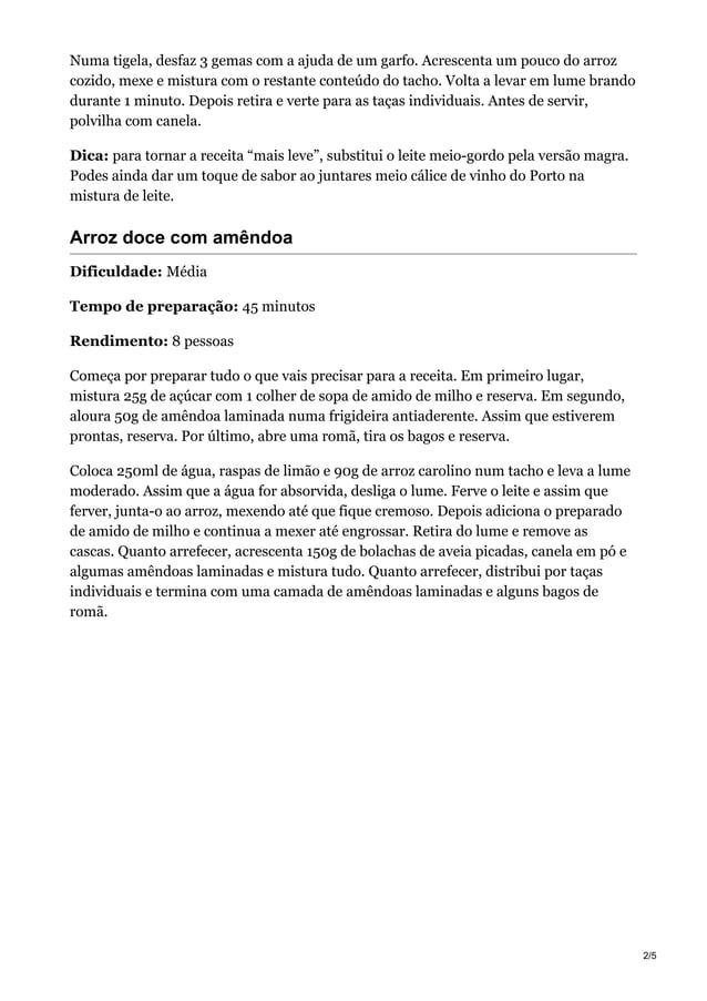 Receita De Arroz Doce Simples E Tradicional E Cremoso Pdf