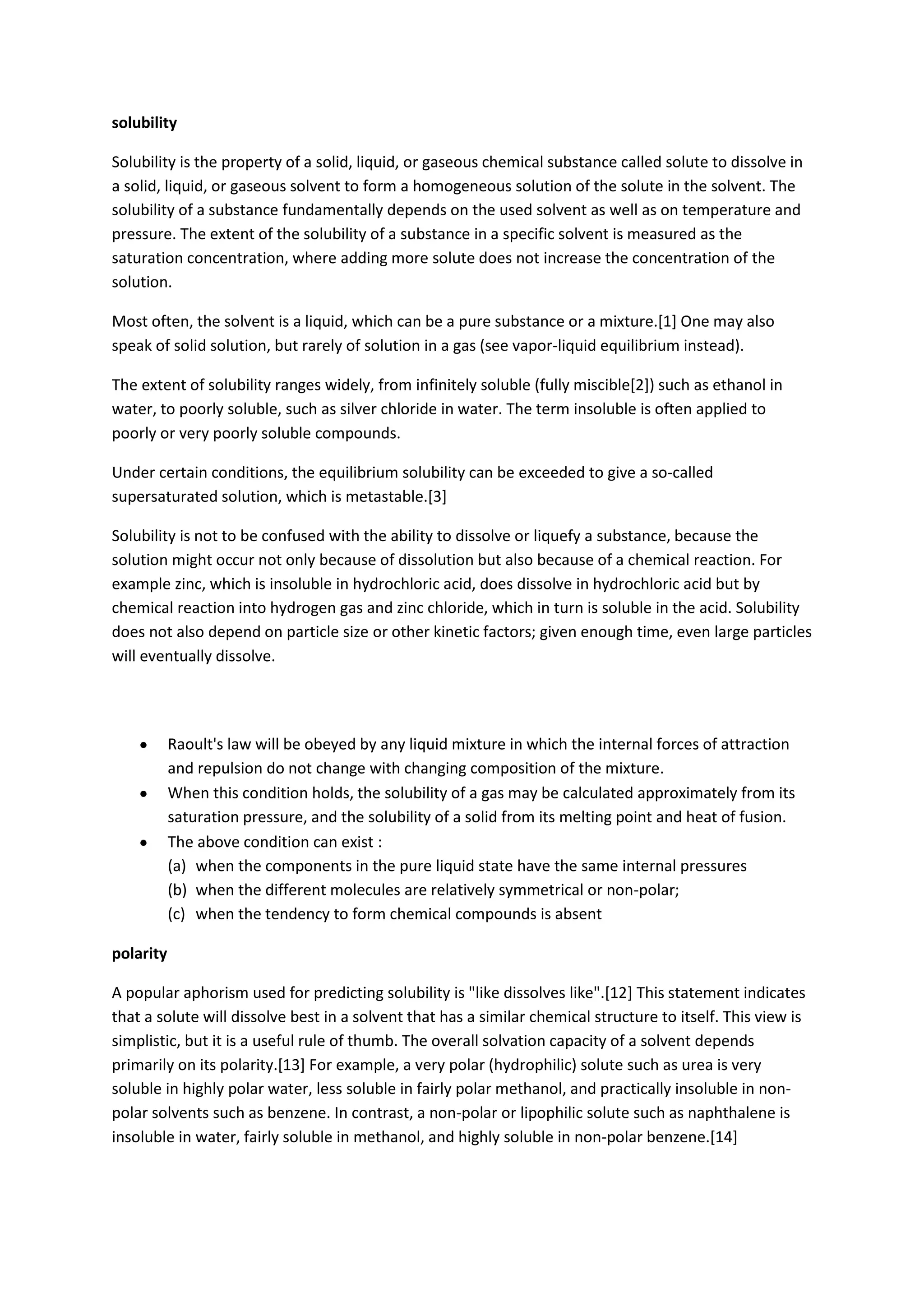 Solubility | DOCX | Chemistry | Science