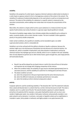 Solubility | DOCX | Chemistry | Science
