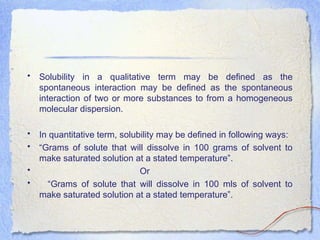 Solubility | PPT | Chemistry | Science