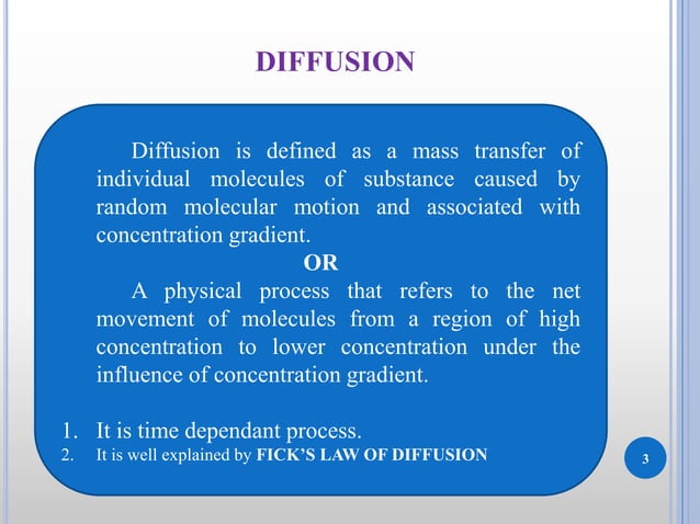 Solubility 4 diffusion principles in biological systems. Diffusion Flux ...