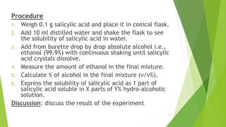 Solubility 1 physical pharmacy Lab | PDF