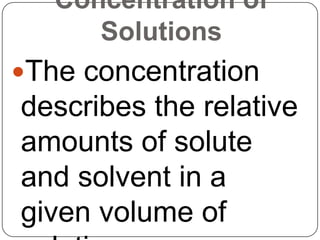 Solubility and concentration of mixtures | PPTX