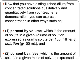 Solubility and concentration of mixtures | PPTX