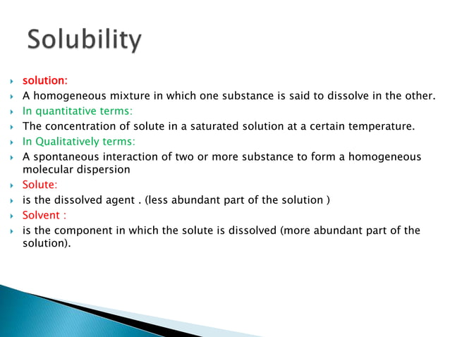 Solubility and distribution phenomena | PPTX | Chemistry | Science