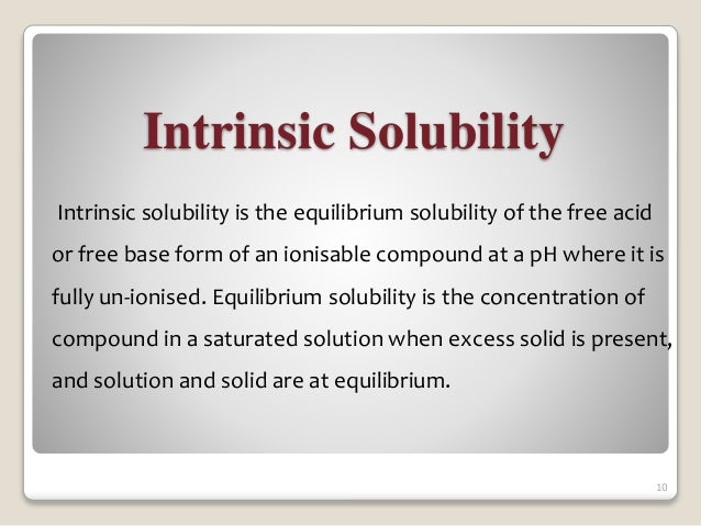Solubility and its determination