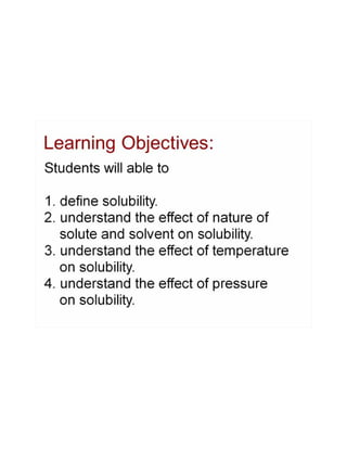 Solubility and its factors | PDF