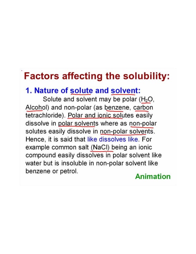 Solubility and its factors | PDF