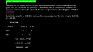 Solubility and solubility product | PPTX