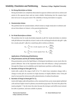 Solubility,dissolution and partitioning 11th April 2020 | PDF
