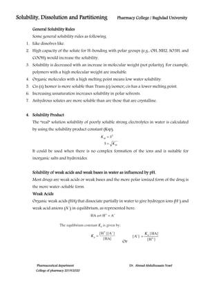 Solubility,dissolution and partitioning 11th April 2020 | PDF