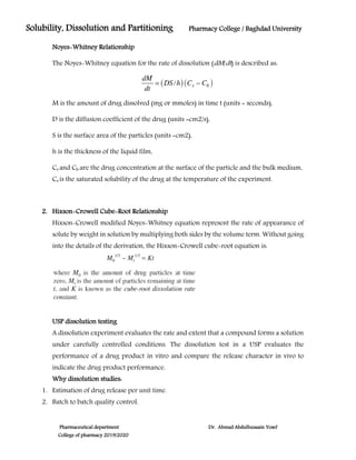 Solubility,dissolution and partitioning 11th April 2020 | PDF