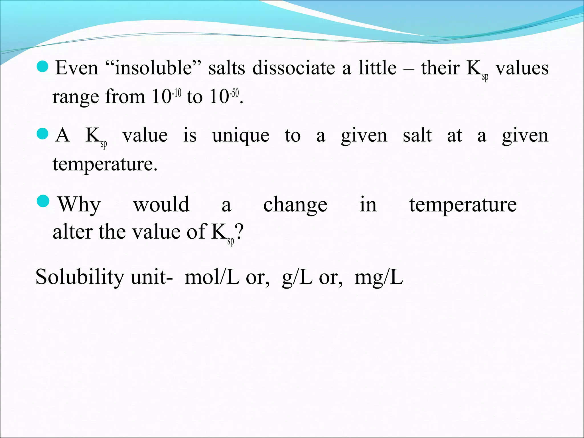 Solubility equilibria | PPT | Chemistry | Science