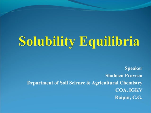 Solubility equilibria | PPT | Chemistry | Science