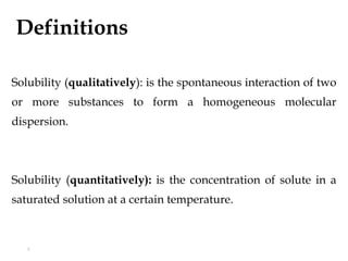 Solubility lec 1 | PPTX | Chemistry | Science