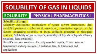 SOLUBILITY OF GAS IN LIQUIDS | PPTX