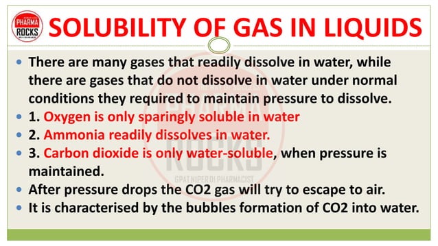 SOLUBILITY OF GAS IN LIQUIDS | PPT