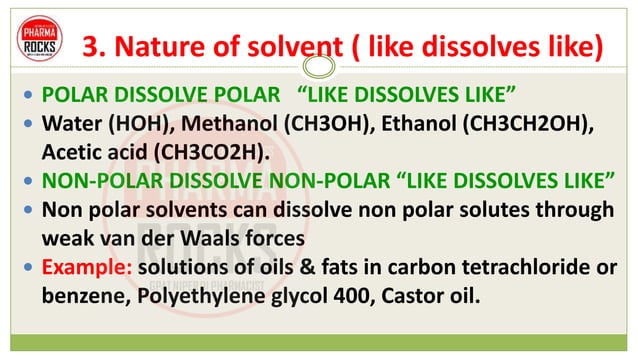 FACTORS INFLUENCING (AFFECTING) ON SOLUBILITY OF DRUGS IN SOLVENT | PPTX