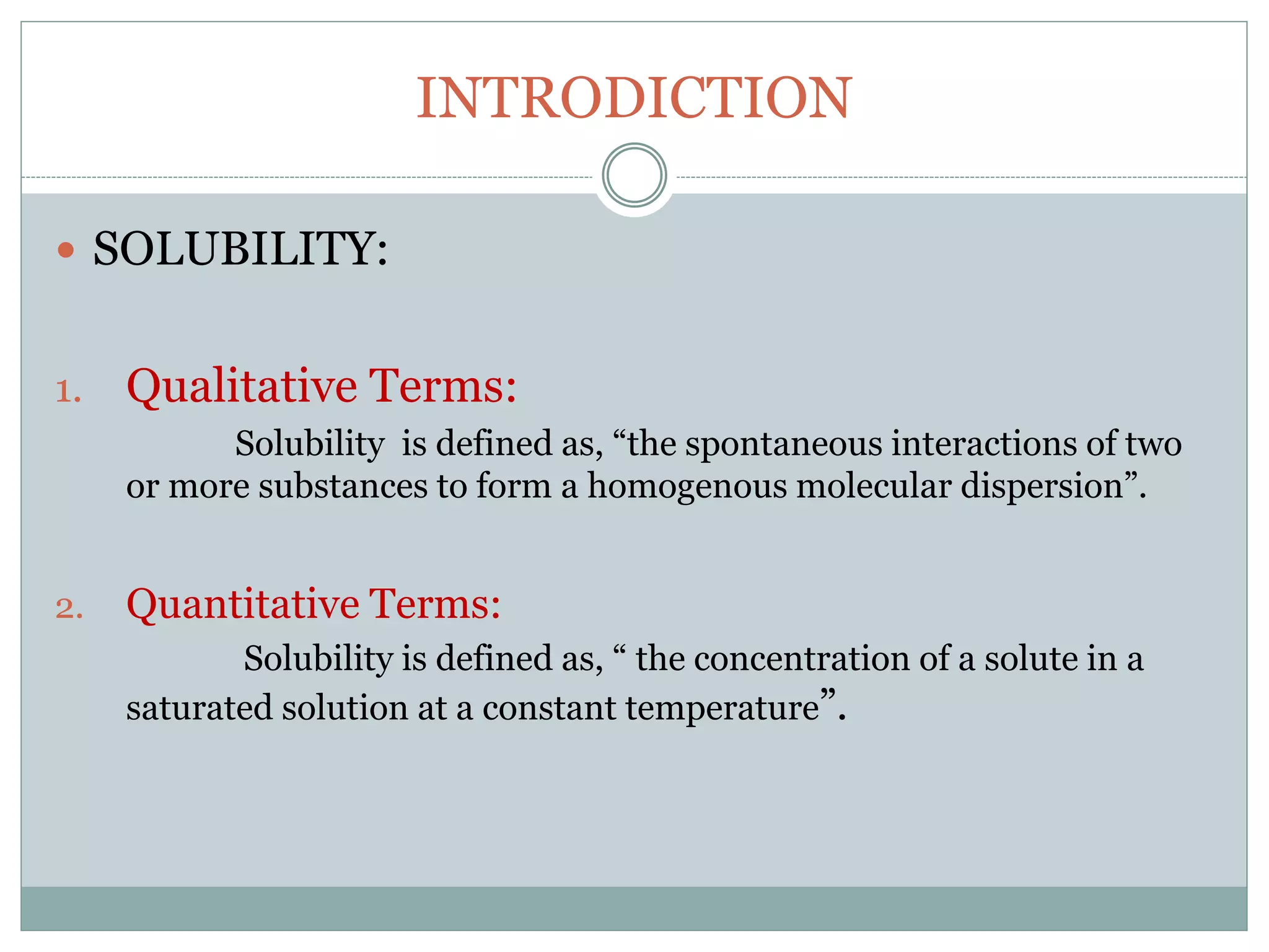 Solubility & Method for determination of solubility | PPTX