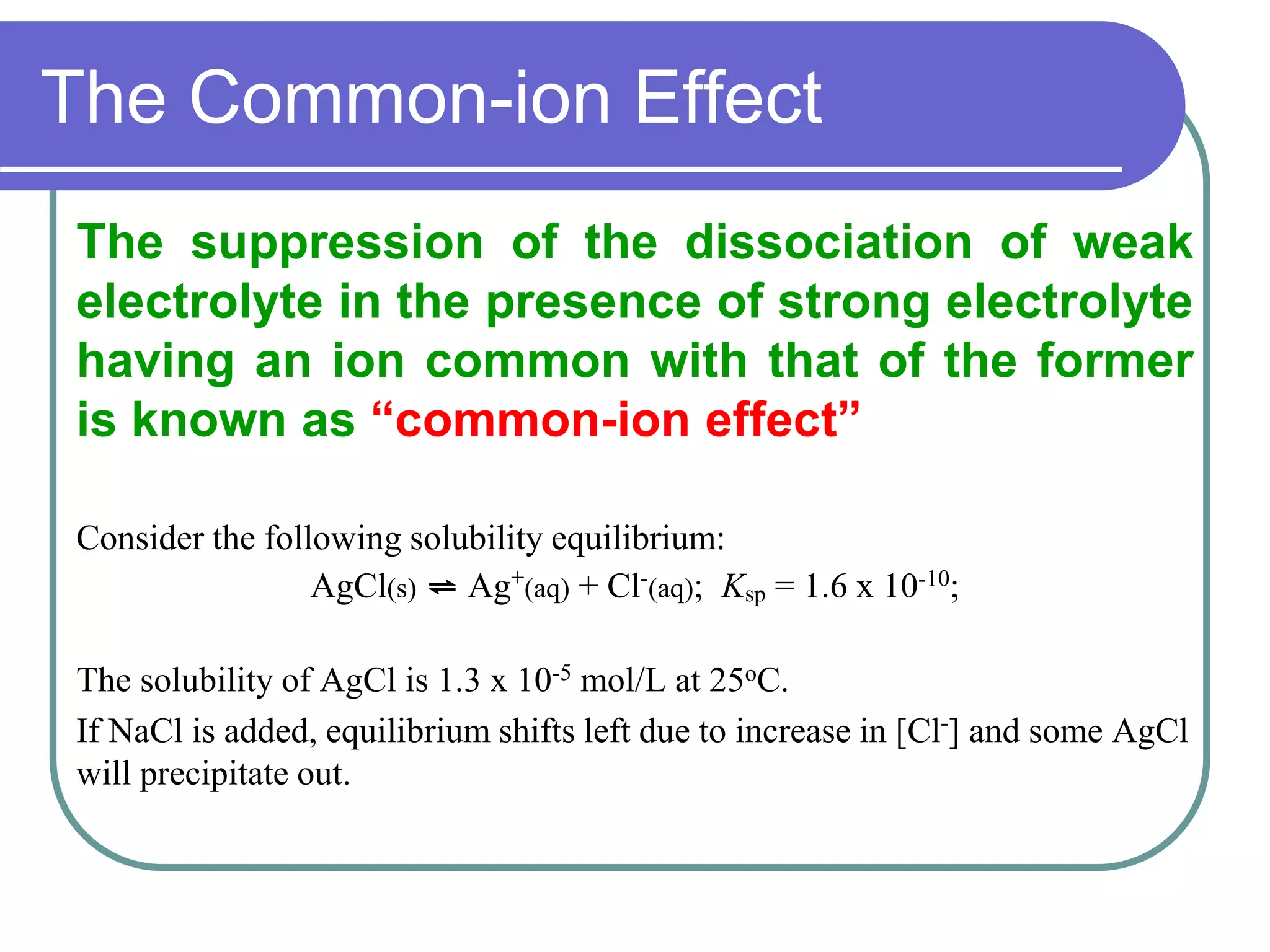Solubility product and Common Ion Effect | PPTX