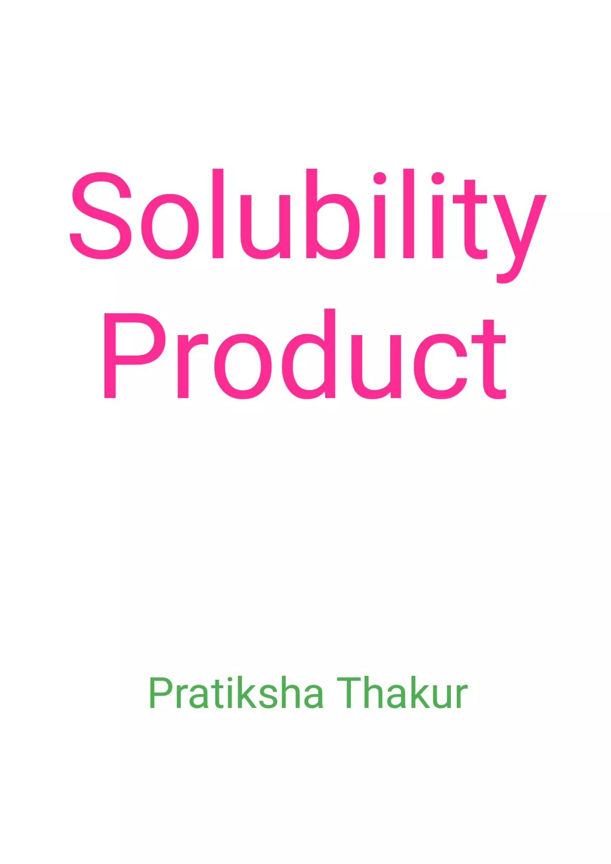 Solubility Product | PDF