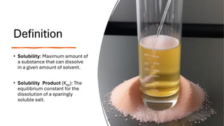 Solubility product CHC203 The equilibrium constant for the dissolution ...