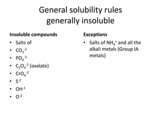 Solubility rules usually soluble | PPTX