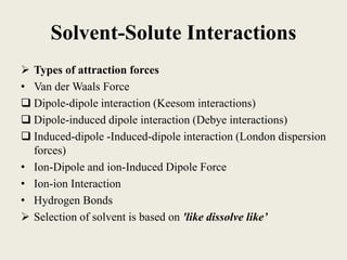 Introduction of solubilty, solubility expression, solute solvent ...