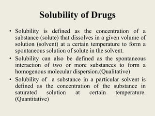 Introduction of solubilty, solubility expression, solute solvent ...