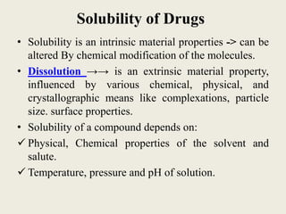 Introduction of solubilty, solubility expression, solute solvent ...