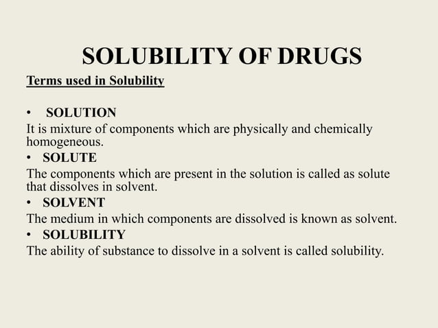 Introduction of solubilty, solubility expression, solute solvent ...