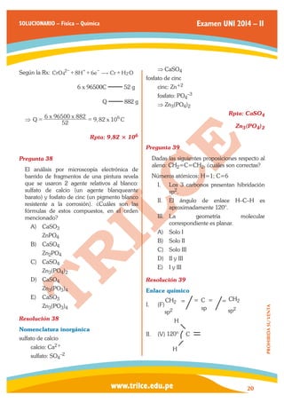Solucionario uni2014 ii-fisica-quimica | PDF