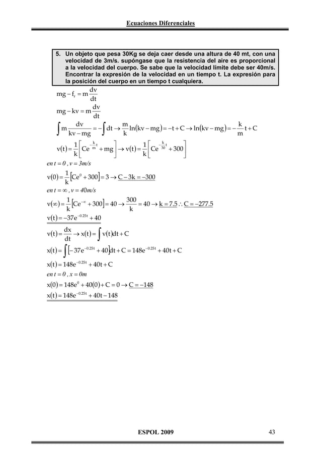 Solucionario ecuaciones diferenciales | PDF