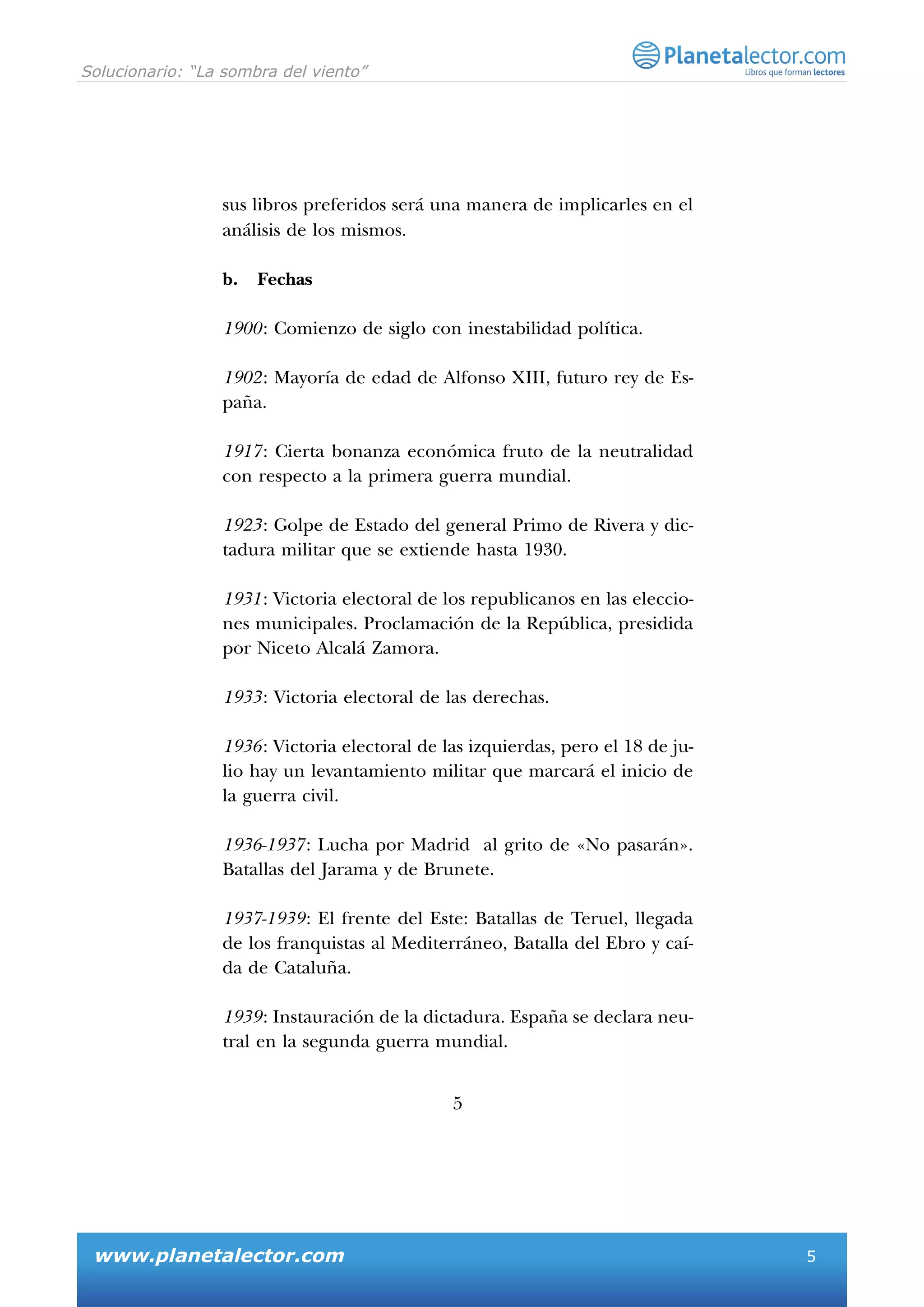 Solucionario La Sombra Del Viento | PDF