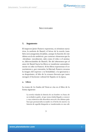 Solucionario La Sombra Del Viento | PDF
