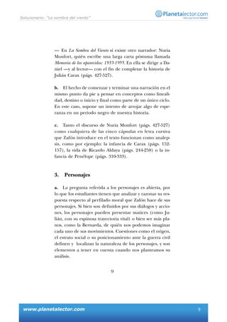 Solucionario La Sombra Del Viento | PDF