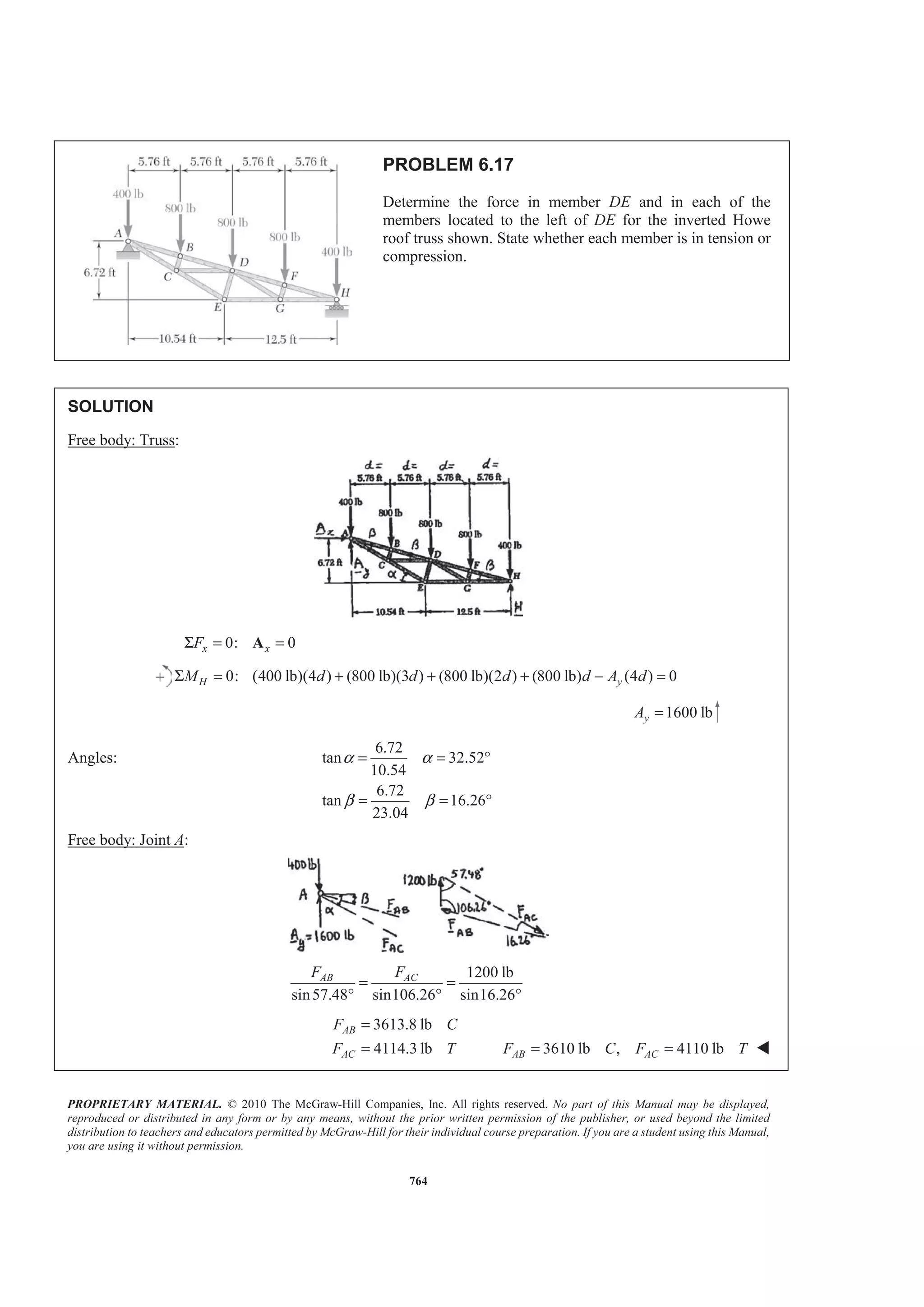 Solucionario Mecanica Vectorial de Beer 9ed-cap-6-10 Estatica | PDF