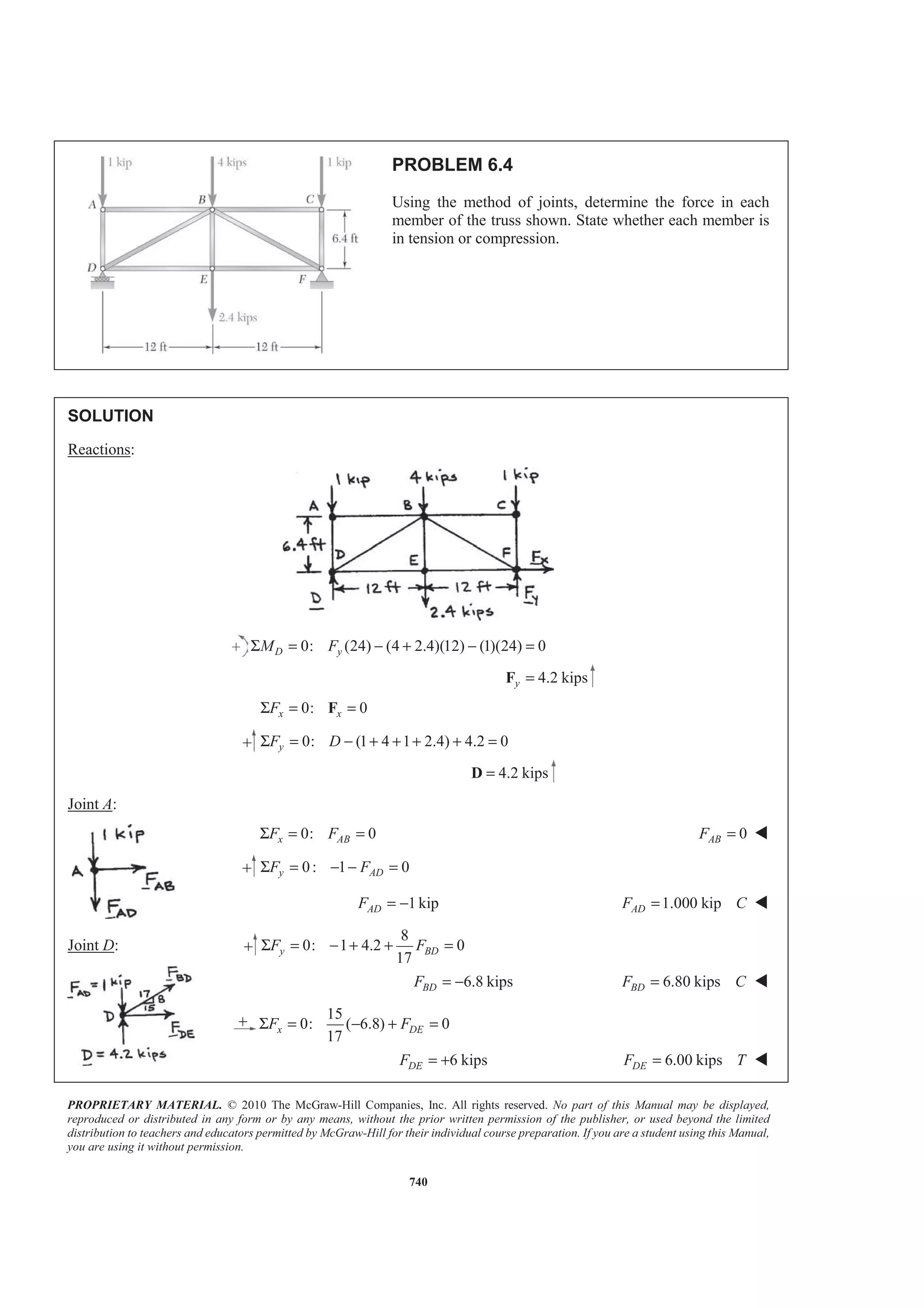 Solucionario Mecanica Vectorial de Beer 9ed-cap-6-10 Estatica | PDF