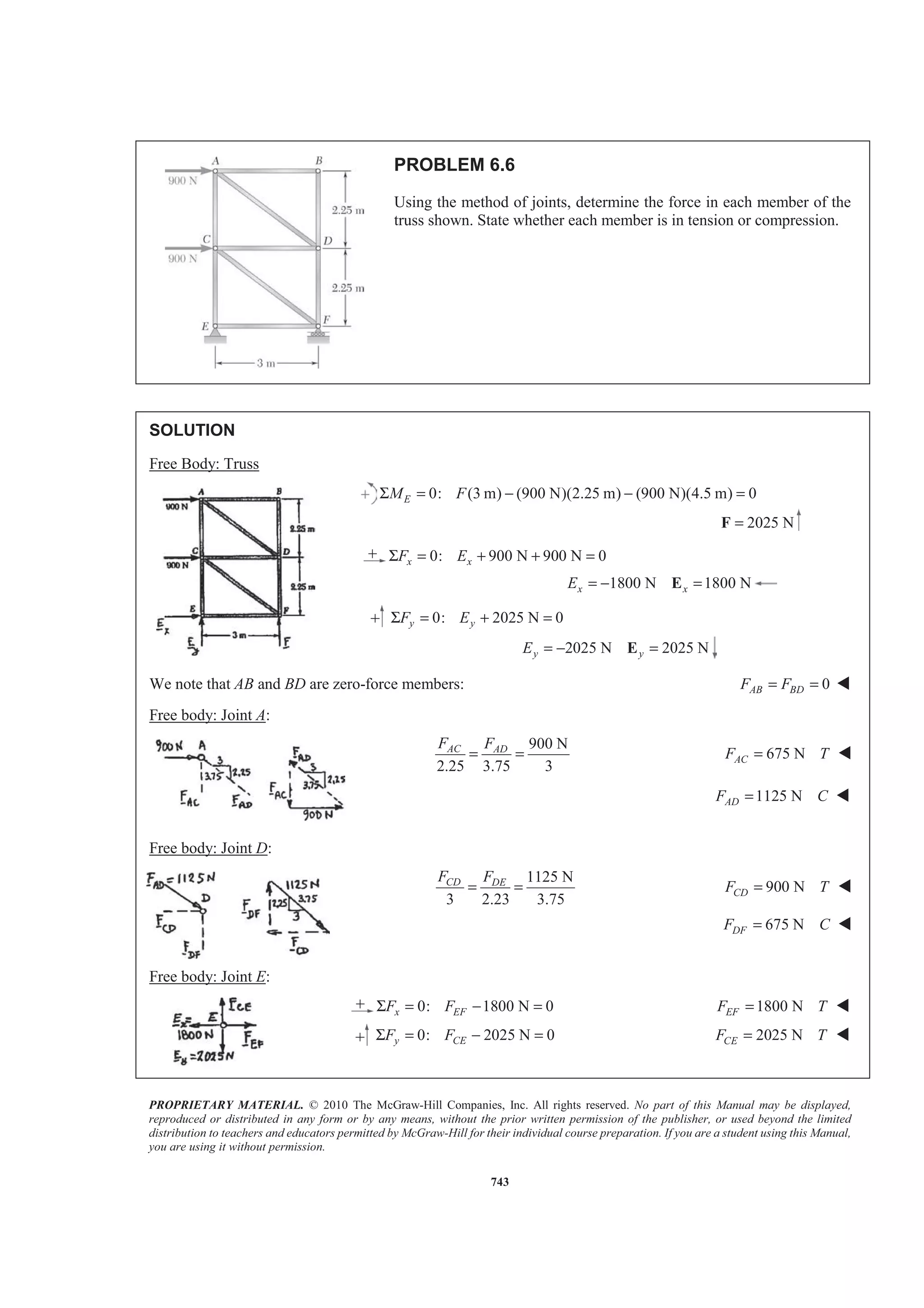 Solucionario Mecanica Vectorial de Beer 9ed-cap-6-10 Estatica | PDF