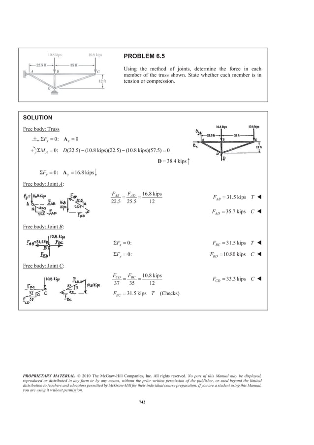Solucionario Mecanica Vectorial de Beer 9ed-cap-6-10 Estatica | PDF